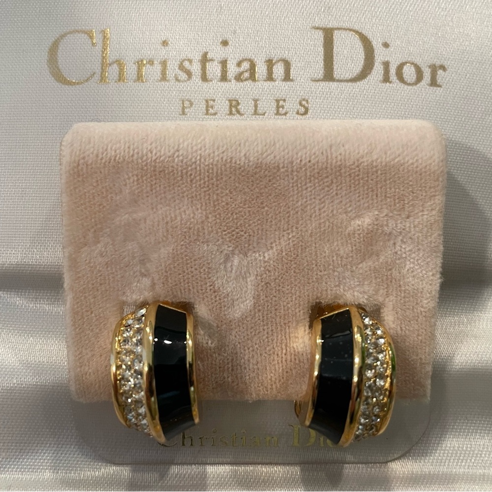 Christian Dior Vintage Art Deco 90s Earrings - Gem